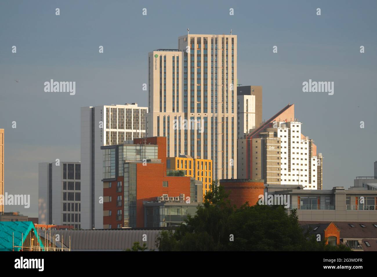 A view towards the Arena Quarter buildings in Leeds City Centre Stock ...