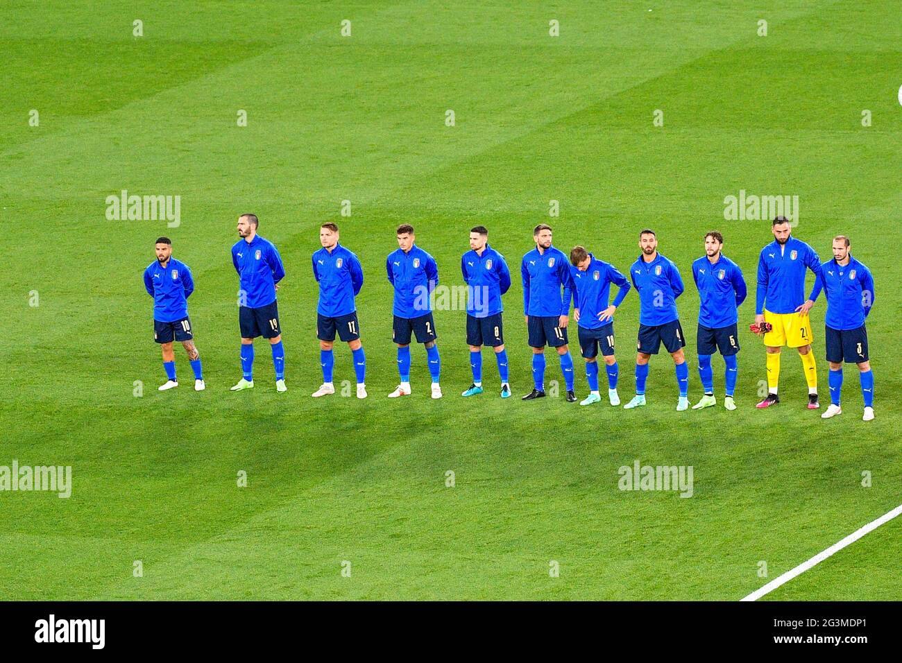 the line up of Italy during the national anthems during the UEFA Euro ...