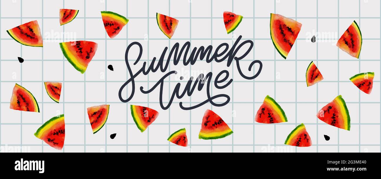 summer sale banner with fruits watermelon letter Stock Vector Image ...