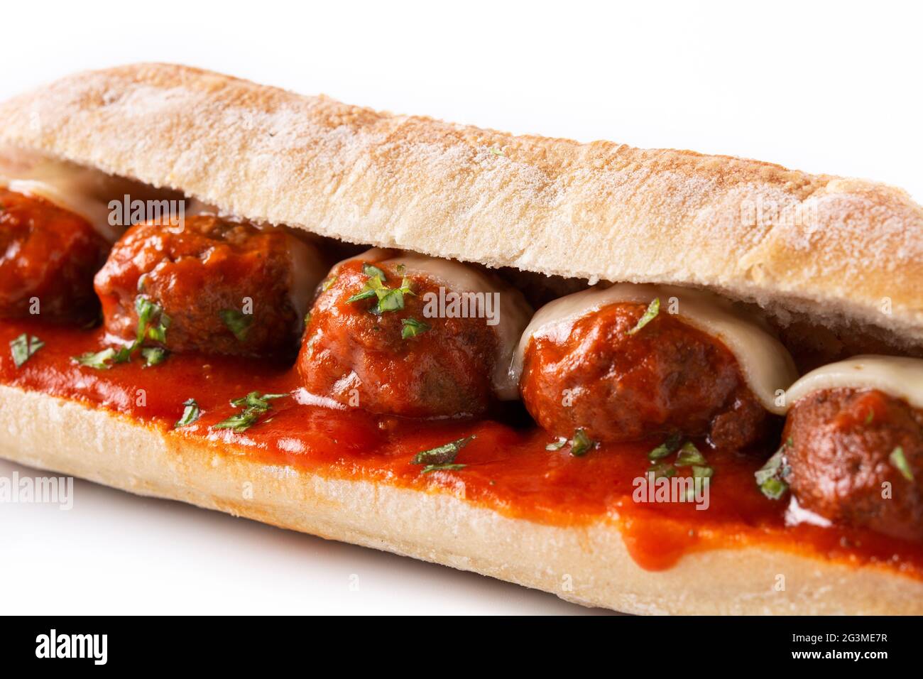 Meatball sub sandwich isolated on white background Stock Photo - Alamy