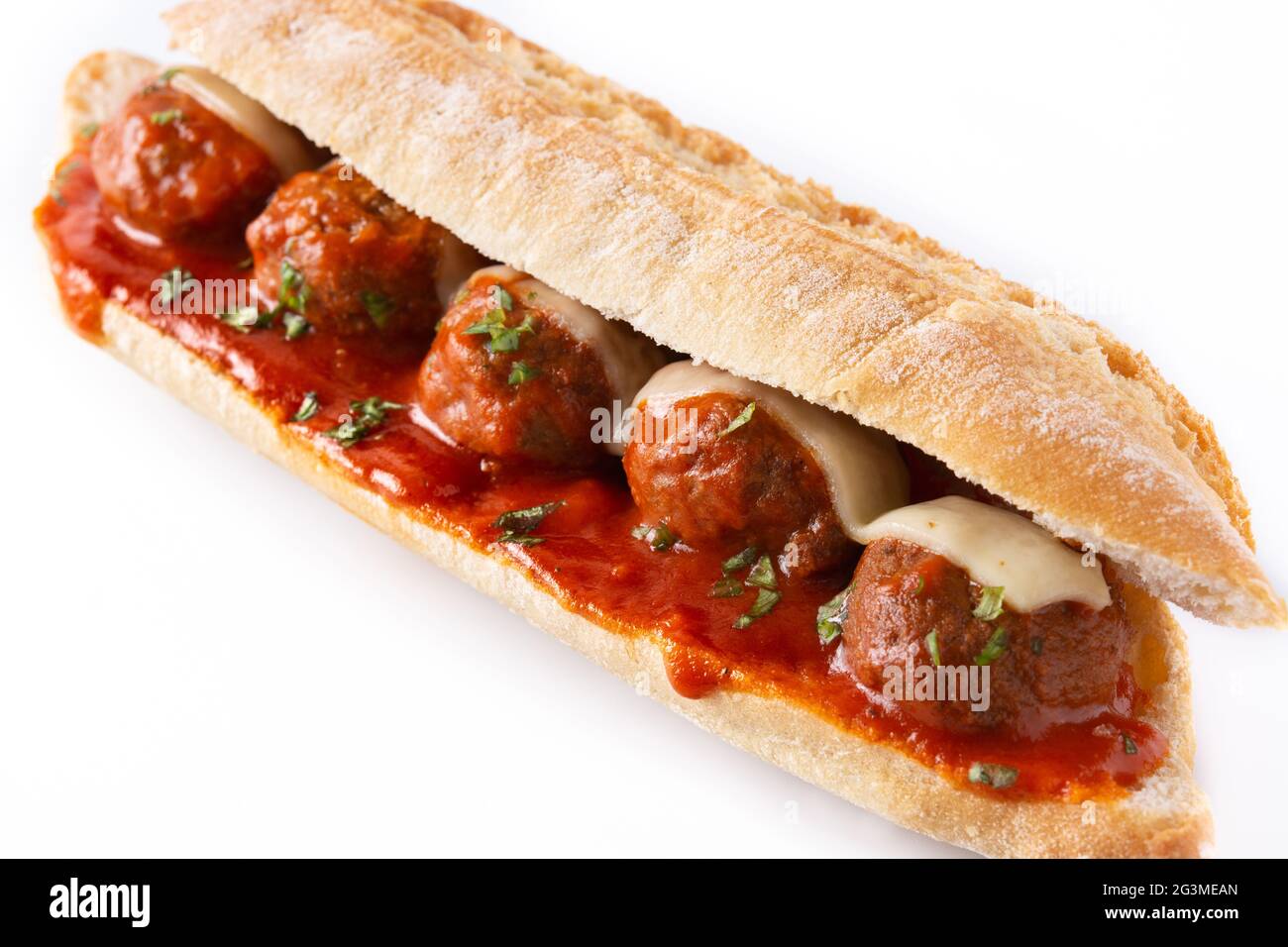 Meatball sub sandwich isolated on white background Stock Photo - Alamy
