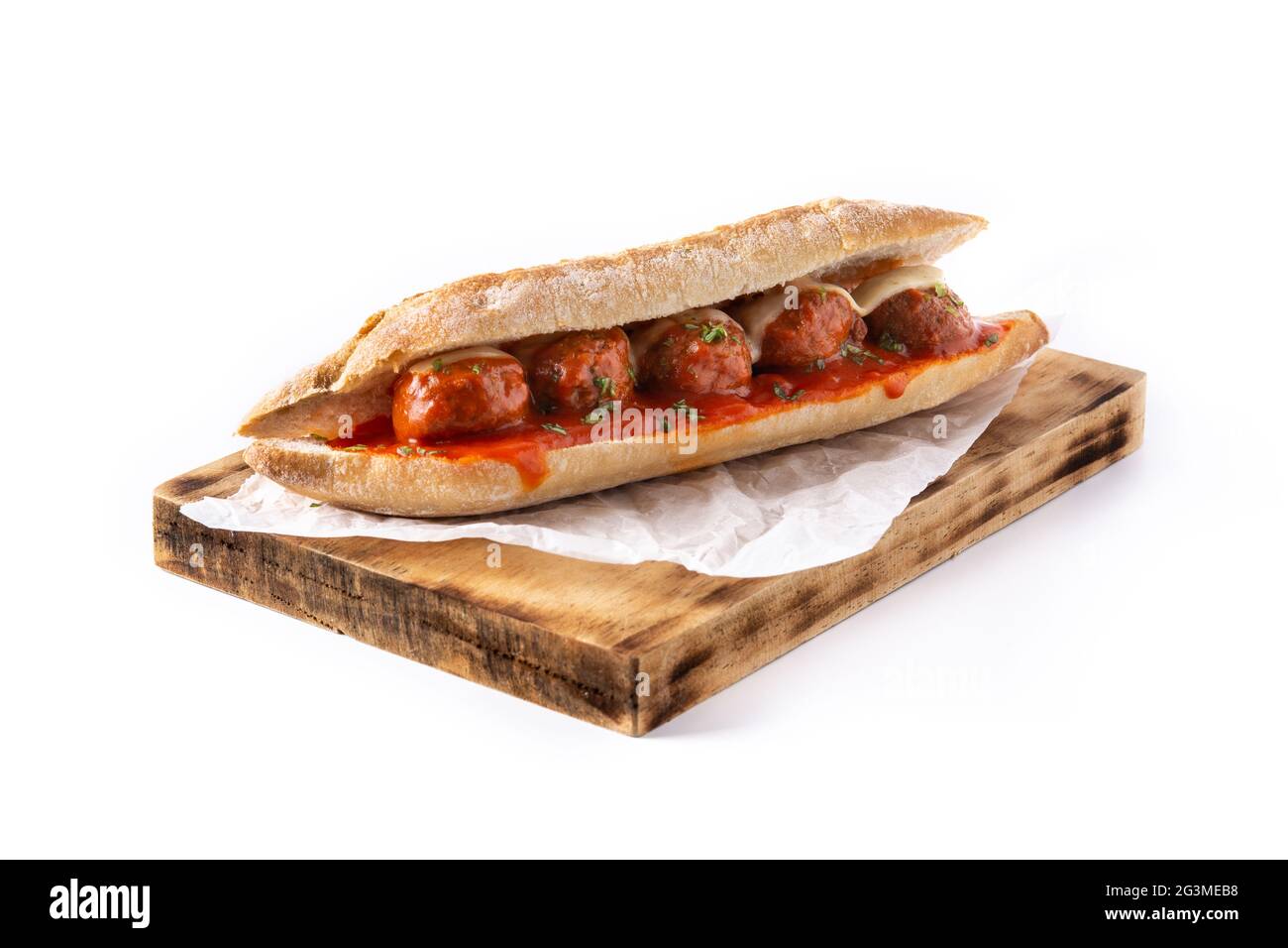 Meatball sub sandwich isolated on white background Stock Photo - Alamy