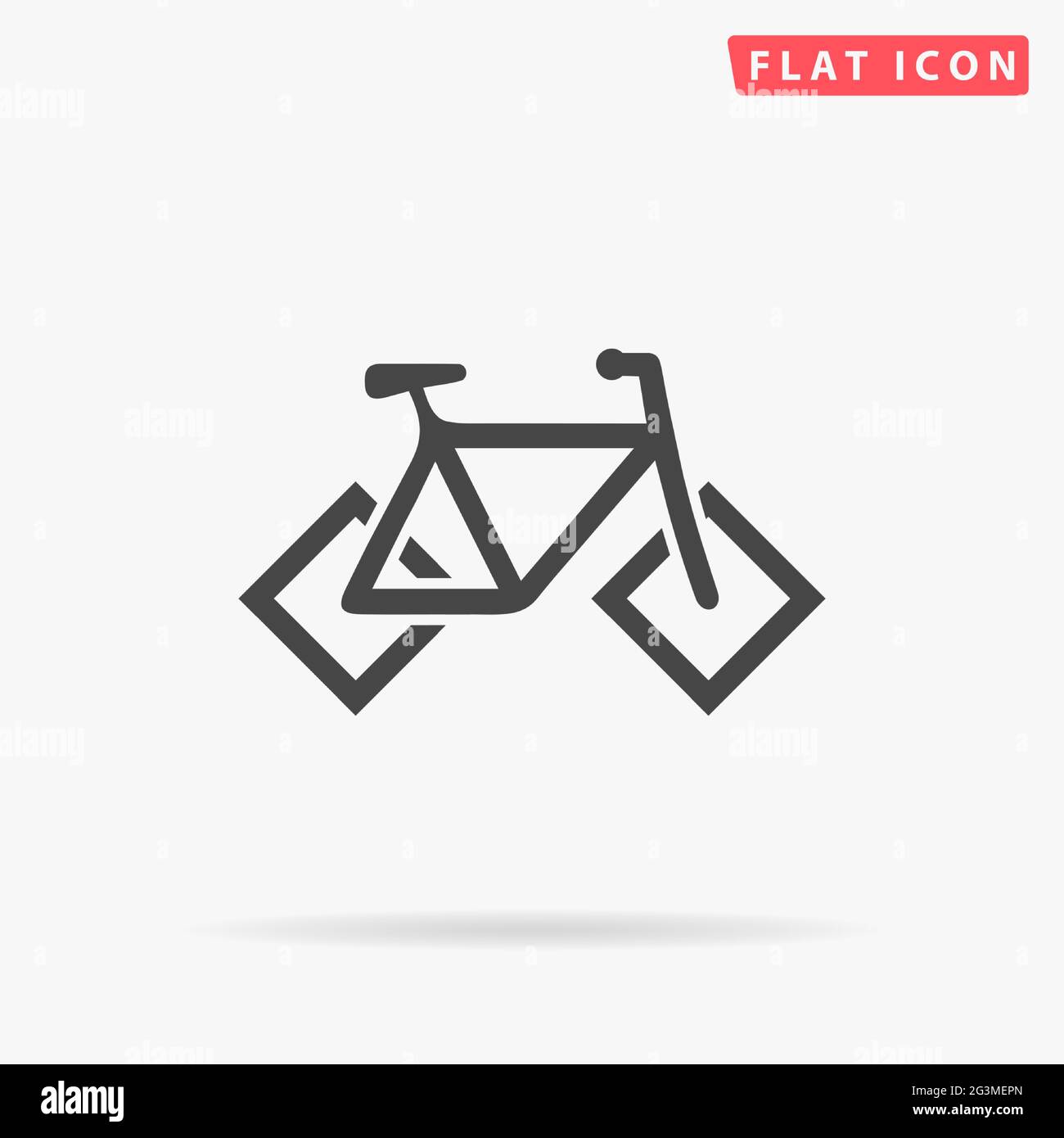 Bicycle with square wheels flat vector icon. Hand drawn style design ...