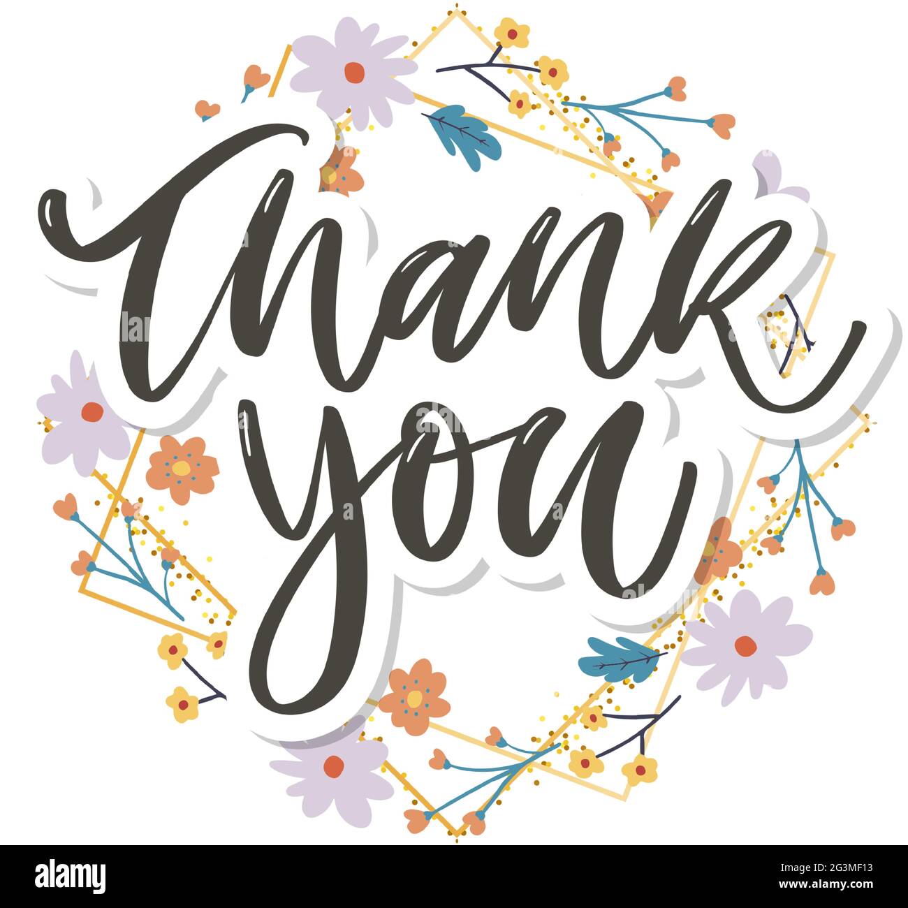 Cute Thank You Script Card Stock Vector Image & Art - Alamy