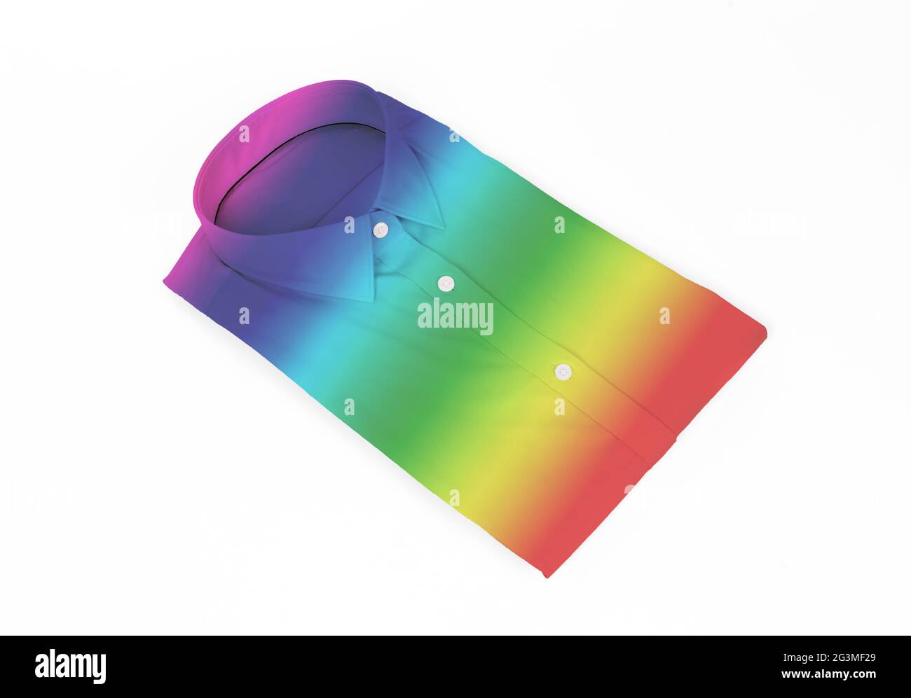 Rainbow colored man shirt on white background Stock Photo - Alamy