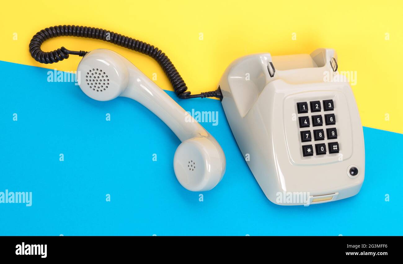 Vintage grey telephone Stock Photo - Alamy