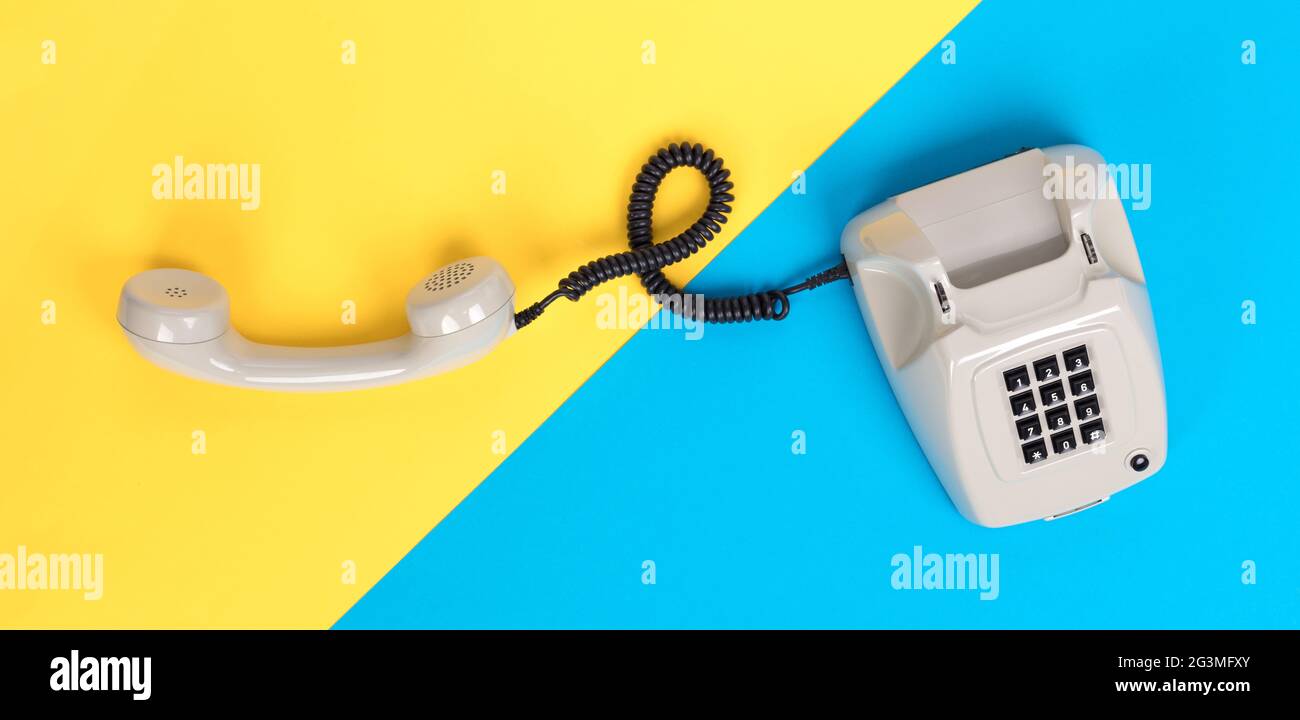 Vintage grey telephone Stock Photo - Alamy