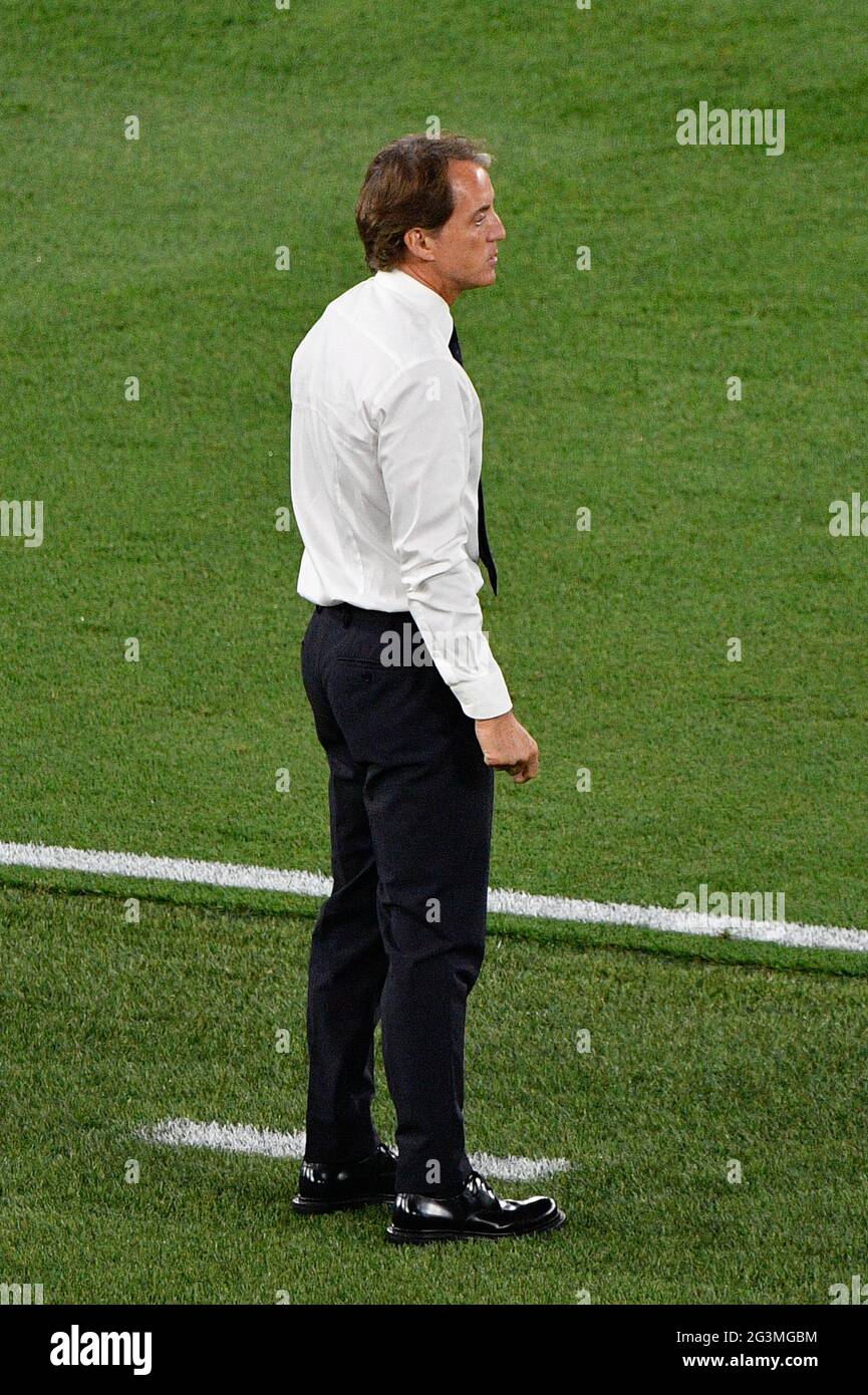 Roberto Mancini coach of Italy seen in action during the UEFA Euro 2020 ...