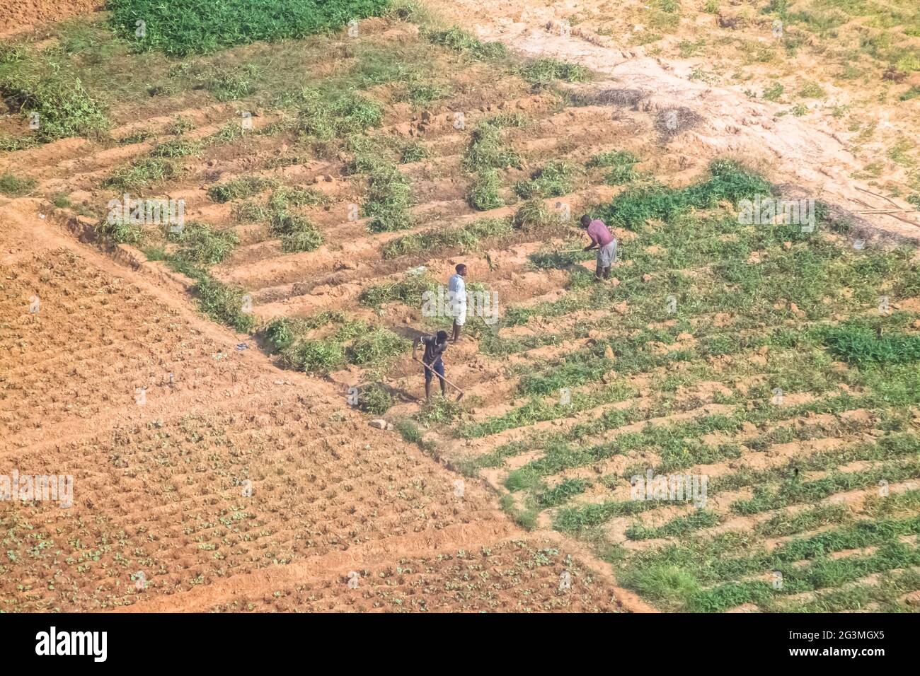 Luanda / Angola 06 10 2021: Aerial view of farmland for traditional ...