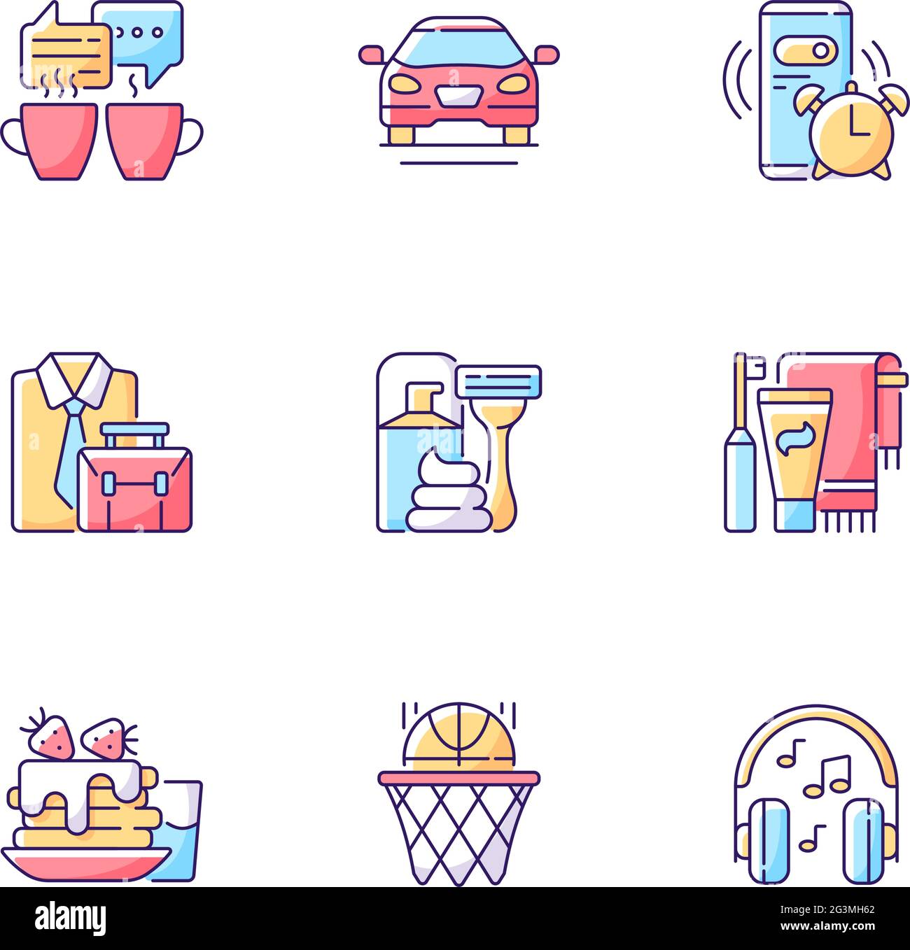 Daily routine icons Cut Out Stock Images & Pictures - Alamy