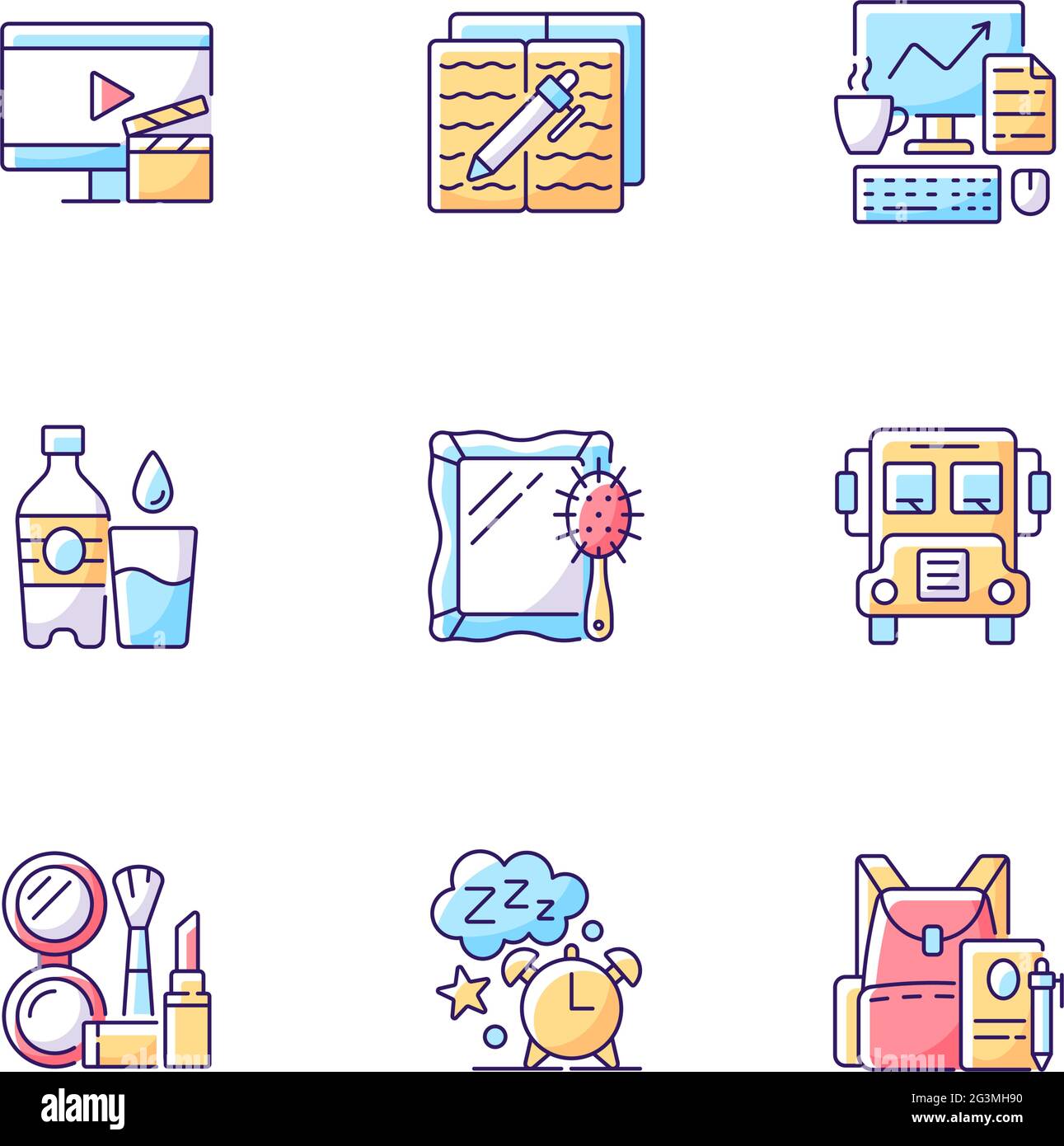 Daily routine activities cartoon Stock Vector Images - Alamy