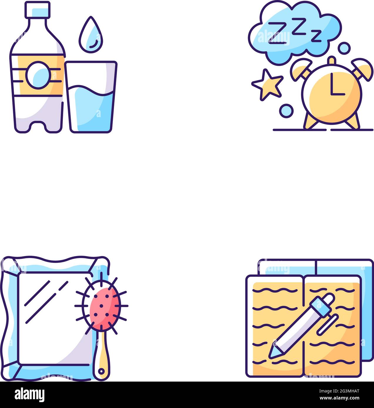 Daily schedule and routine RGB color icons set Stock Vector Image & Art ...