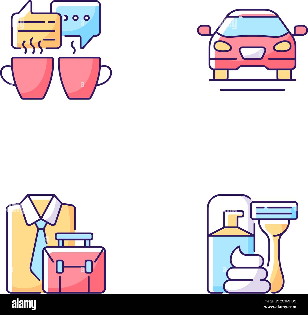 Daily routine flat color Cut Out Stock Images & Pictures - Alamy