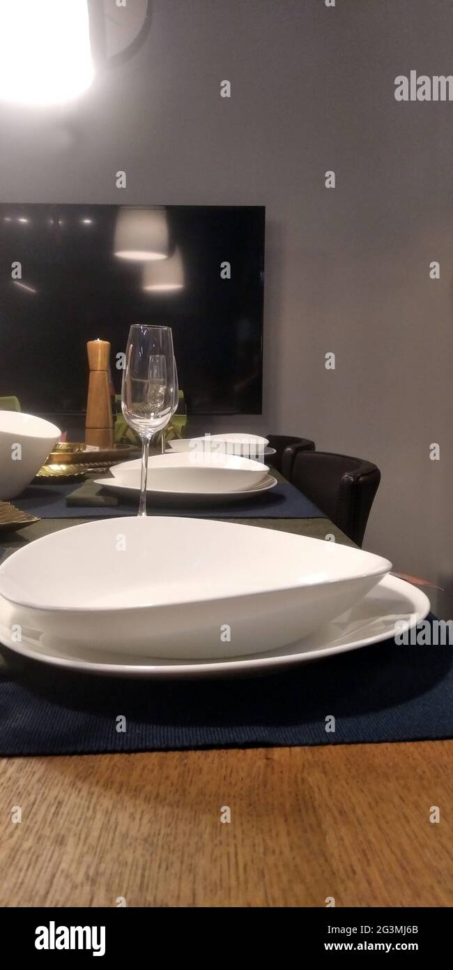 table setting for supper close up - vertical image Stock Photo - Alamy