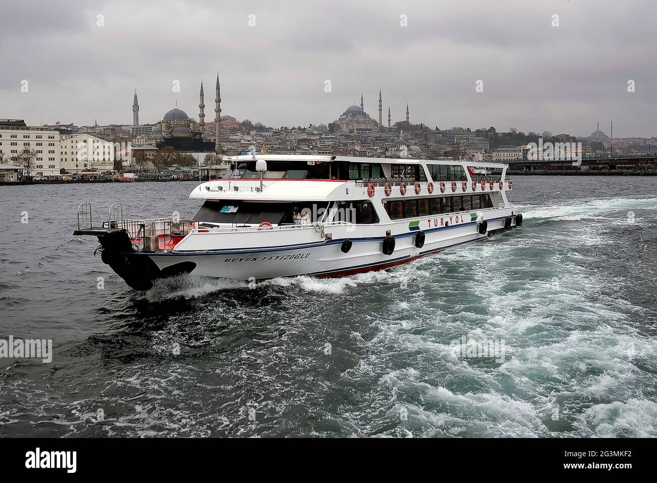 Traditional City Lines ferries, one of the symbols of Istanbul Stock ...