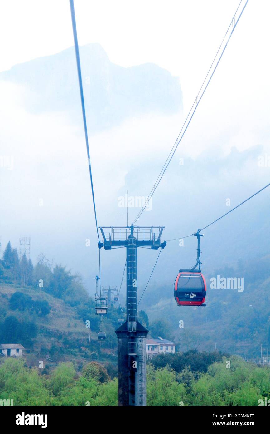ZHANGJIAJIE, CHINA - MARCH 31, 2019 - Tourists experience the world's ...