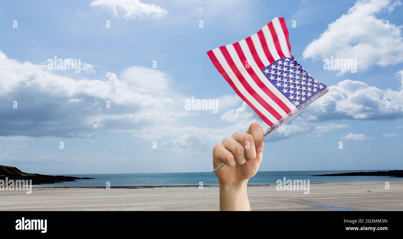 Holding waving flag hi-res stock photography and images - Alamy