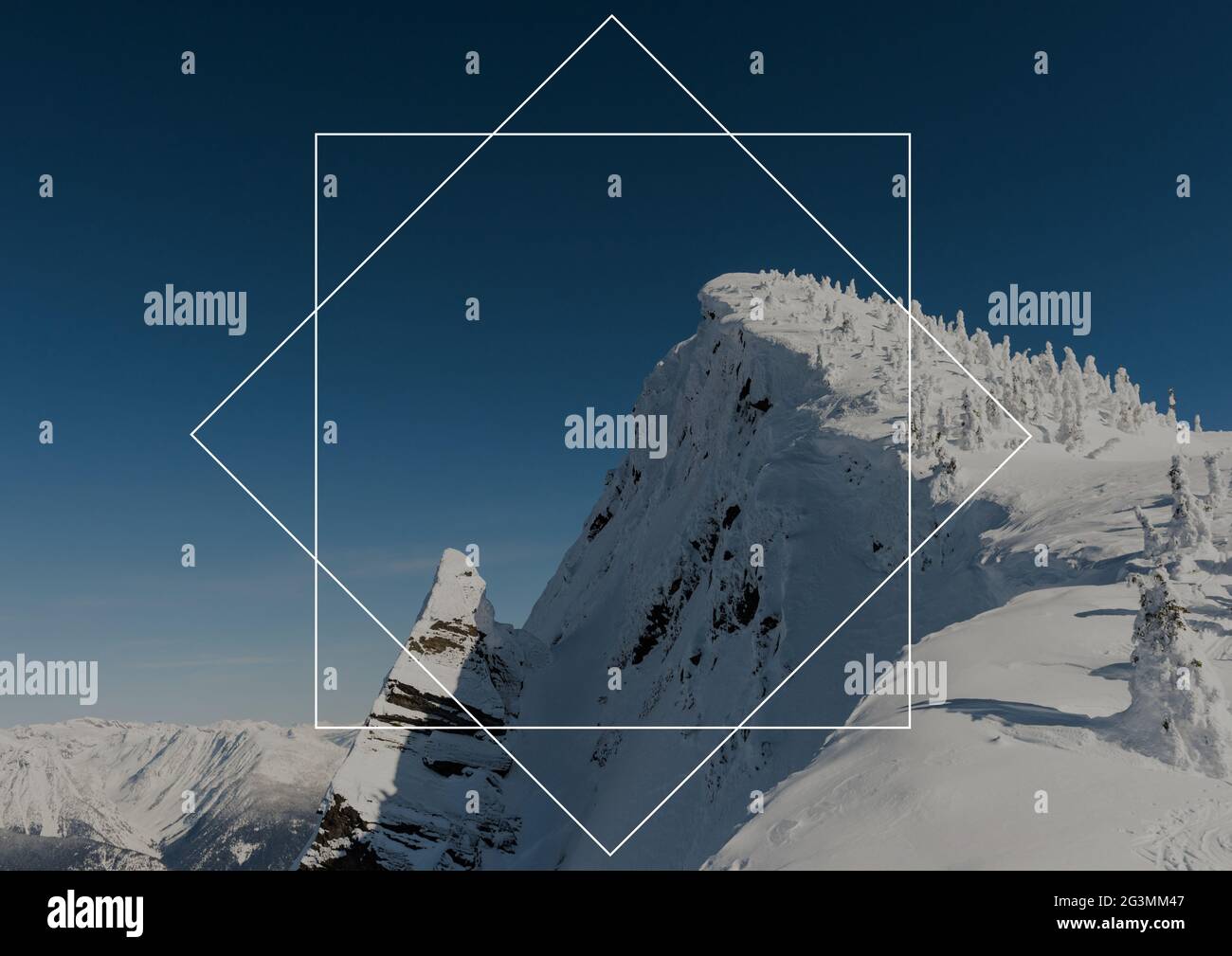 Composition of overlapping white line square and tilted square frame ...