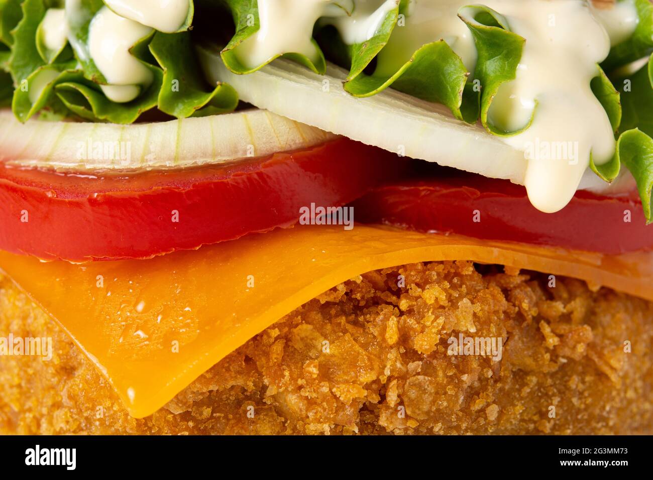 Crispy chicken burger with cheese background Stock Photo - Alamy