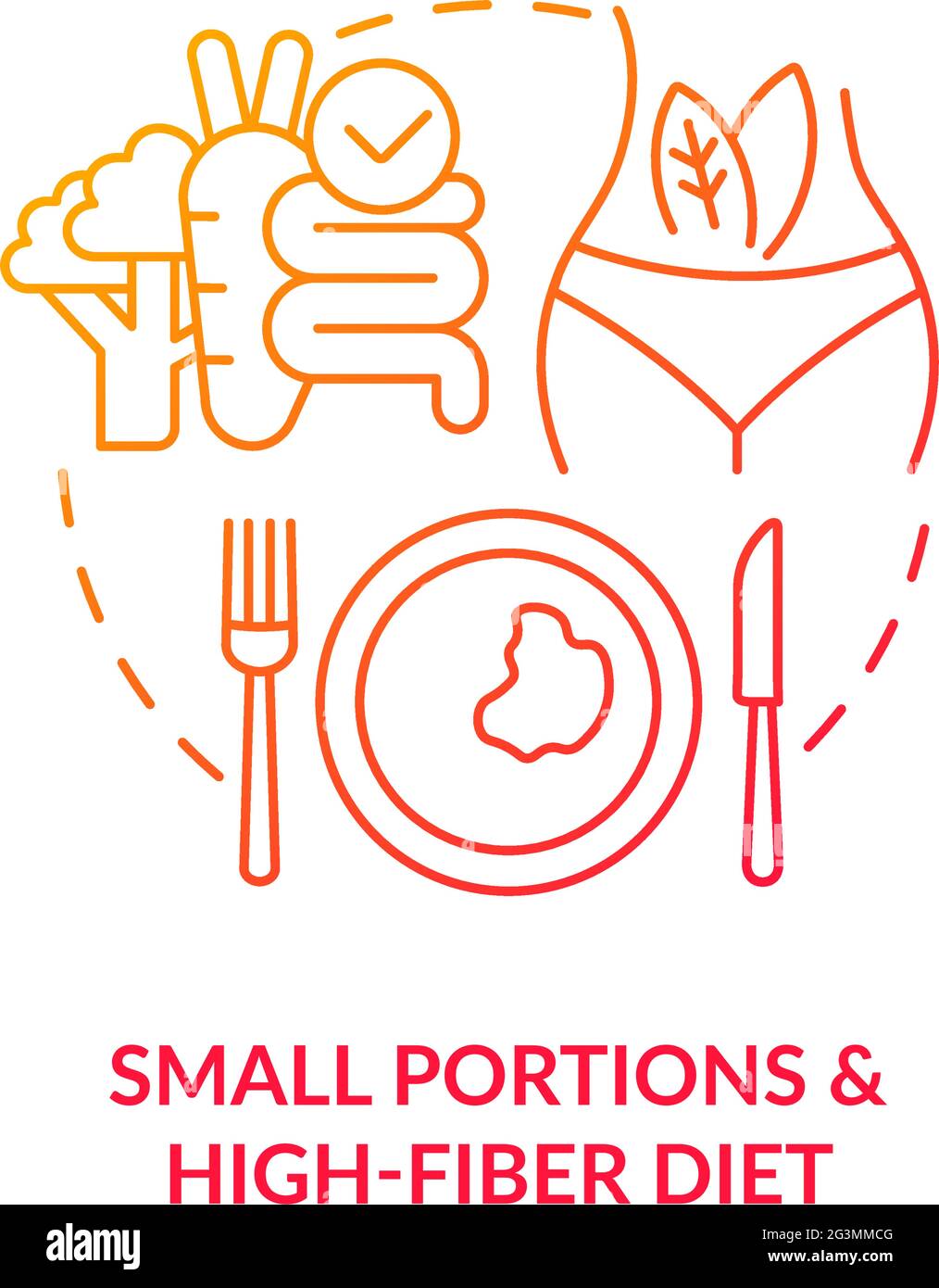 Small portions and high fiber diet concept icon Stock Vector Image ...