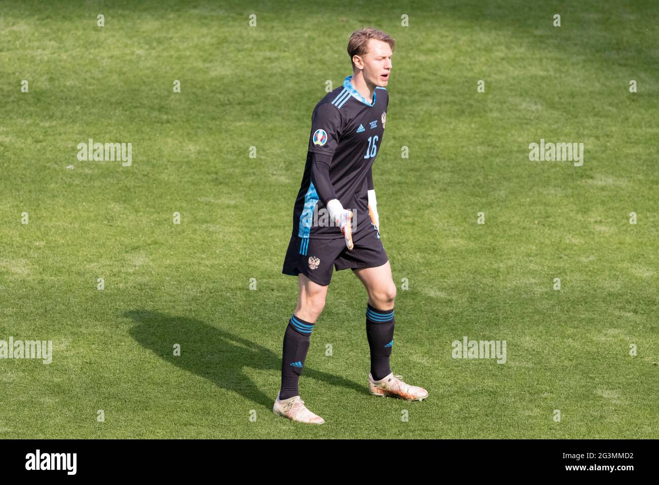 SAINT PETERSBURG, RUSSIA - JUNE 16: Russian goalkeeper Matvei Safonov ...