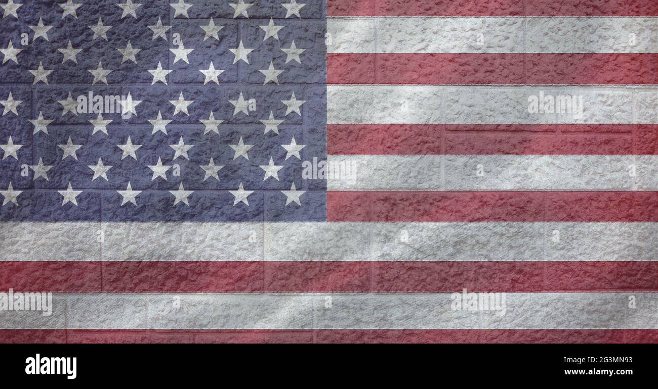 Composition of american flag over brick wall Stock Photo - Alamy