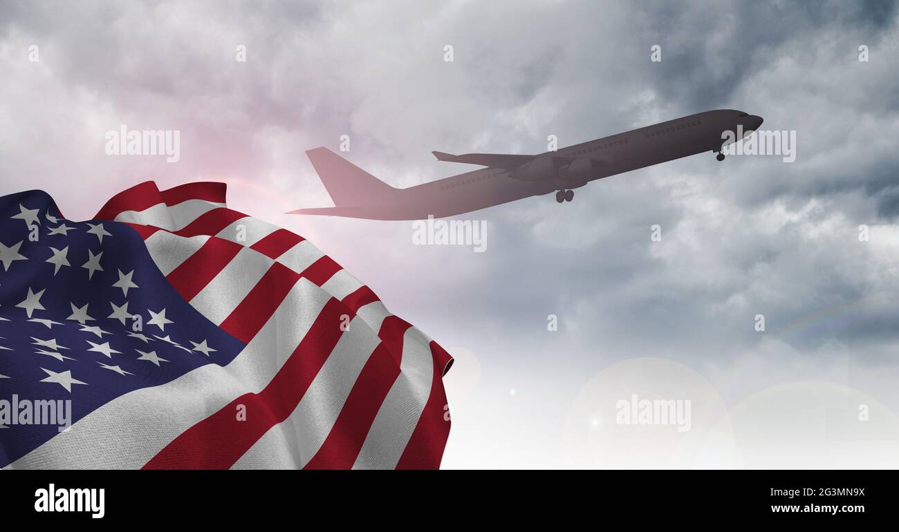 Us Flag Flying In The Air 3+ Thousand American Flag Jet Royalty Free