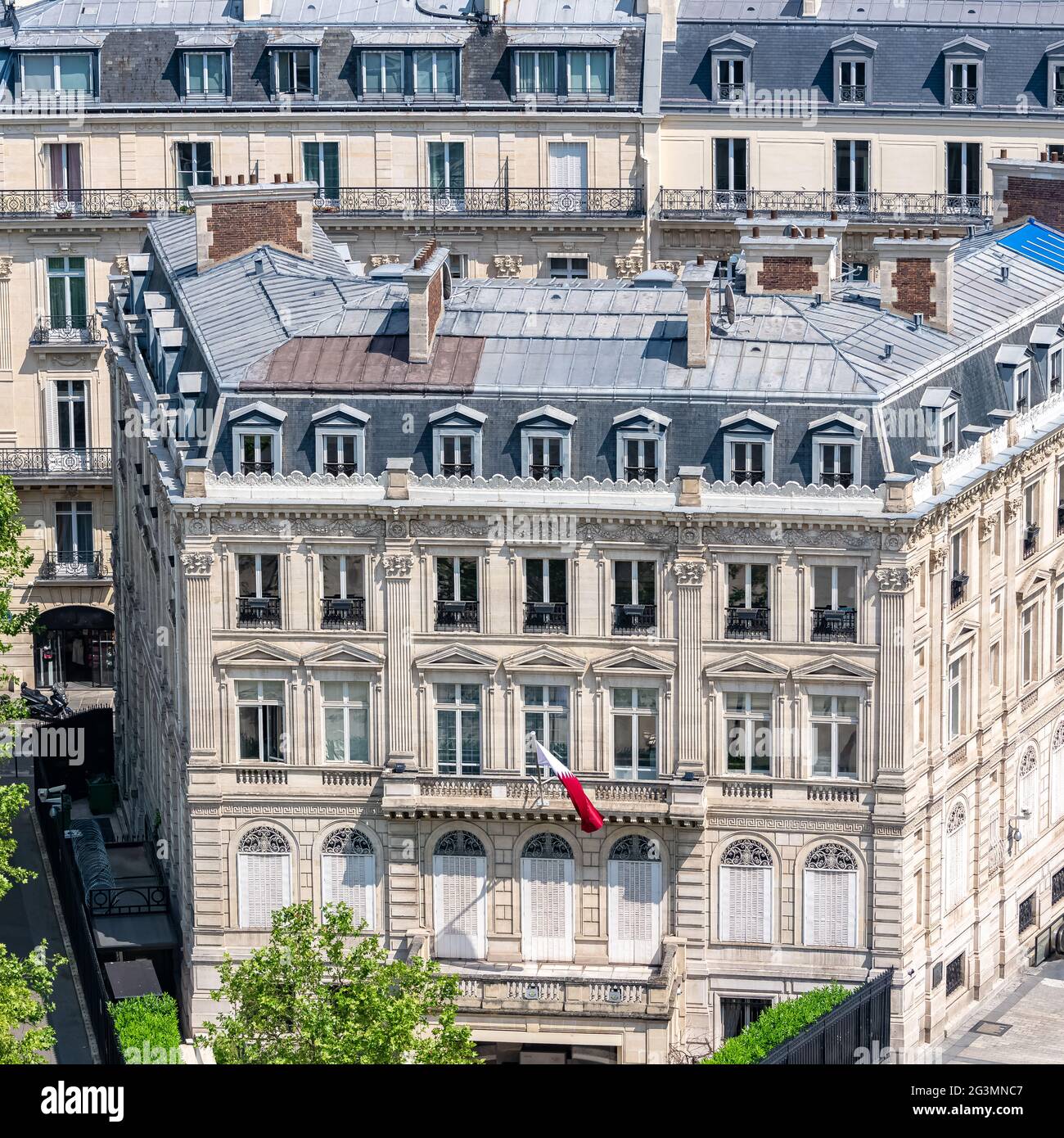 Paris, luxury Haussmann facades and roofs in a attractive area of the ...
