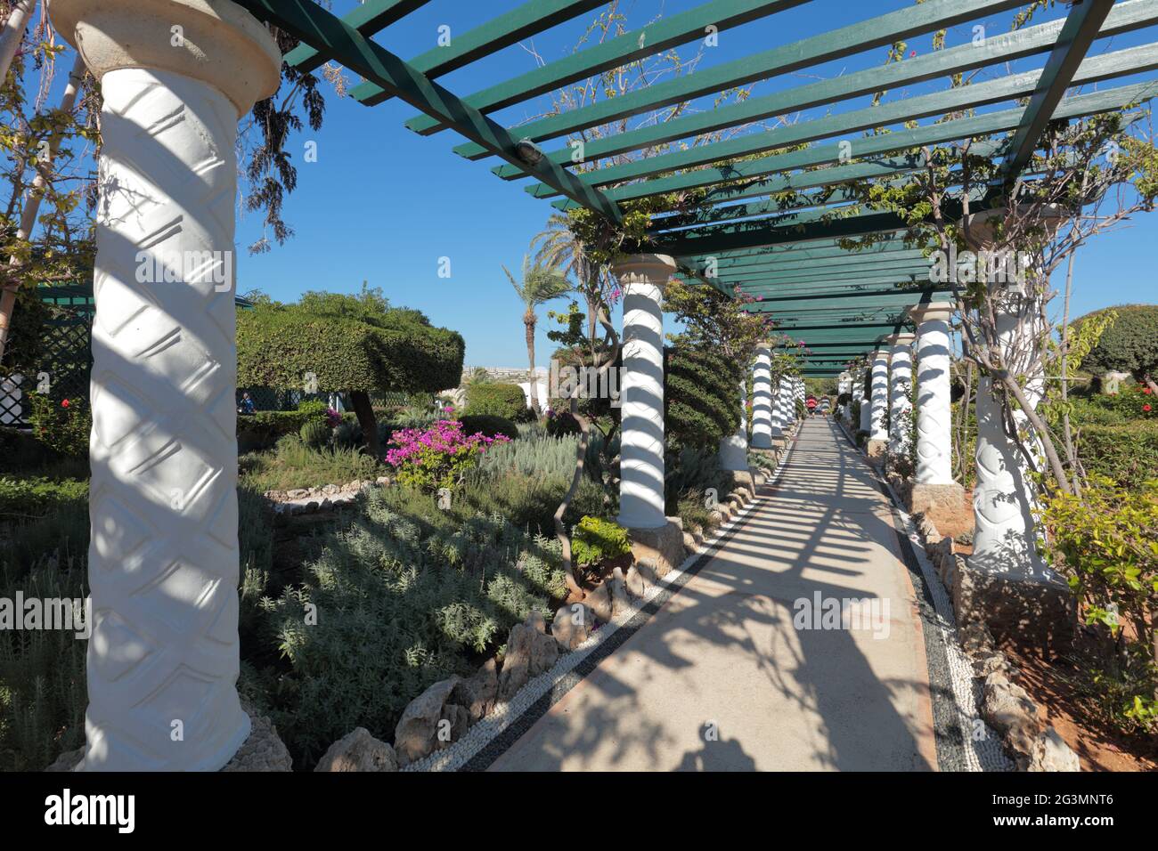 Lane in the park of the Kallithea Springs, the restored area of ancient ...