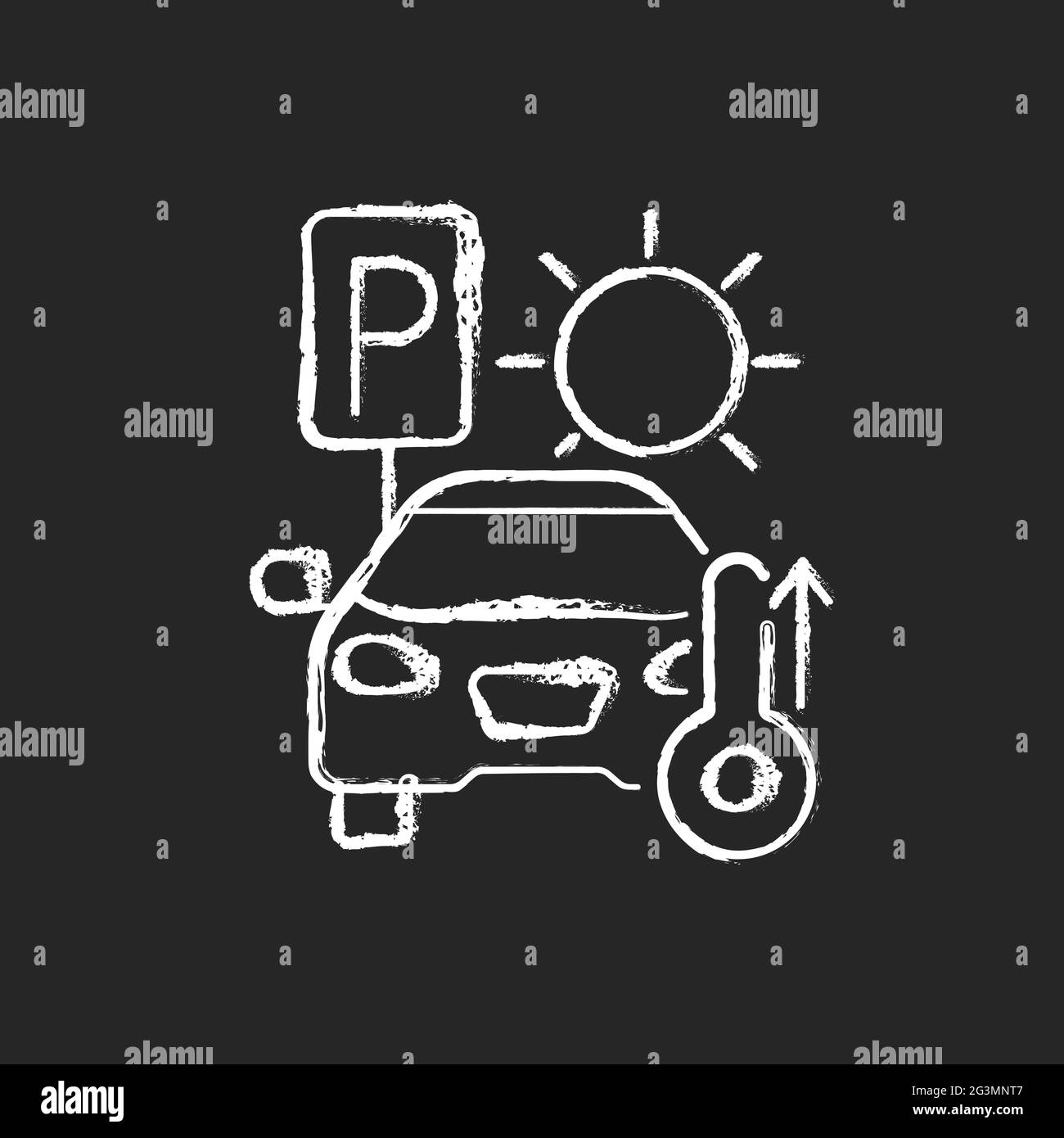 Not staying in parked car chalk white icon on dark background Stock ...