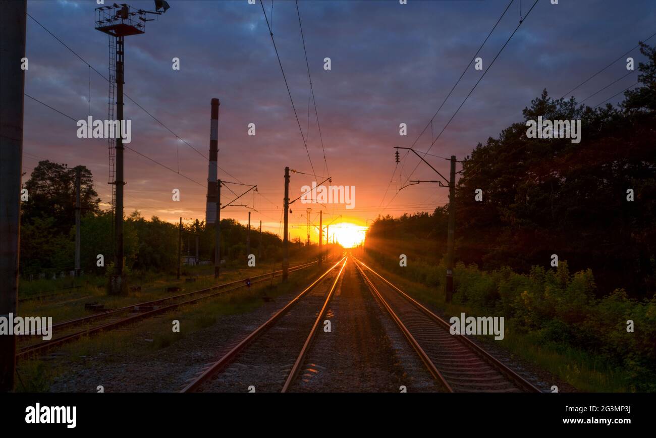 Railway Junction Sunset High Resolution Stock Photography and Images ...