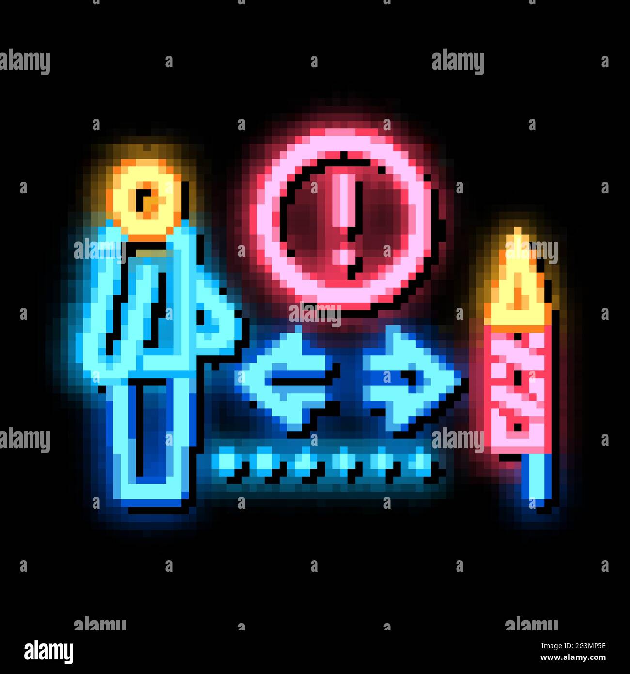 firework safety distance neon glow icon illustration Stock Vector Image ...