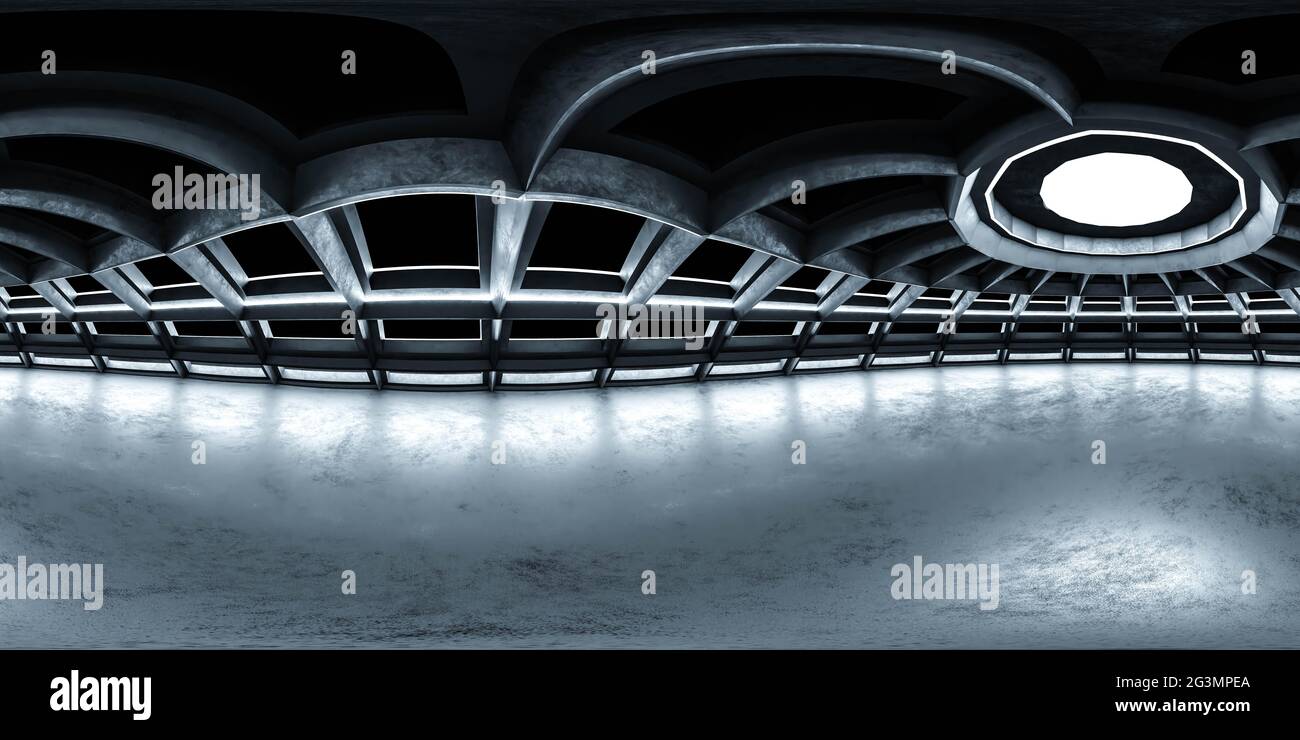 full 360 degree panorama view of futuristic architecture dark building ...