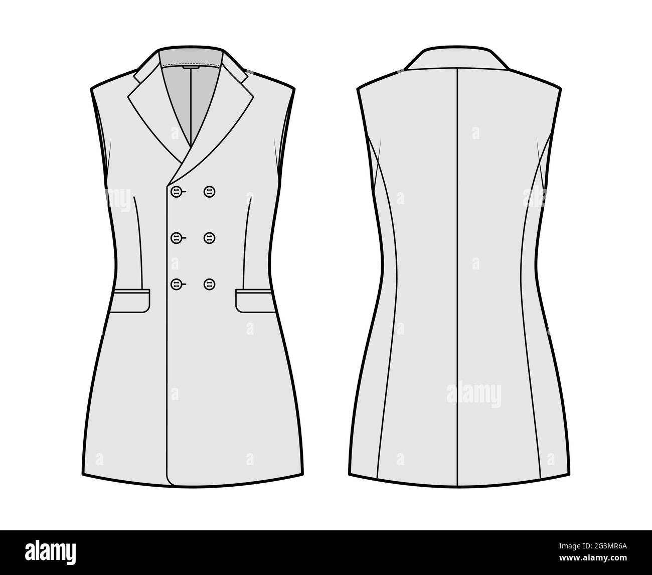Sleeveless jacket lapelled vest waistcoat technical fashion ...