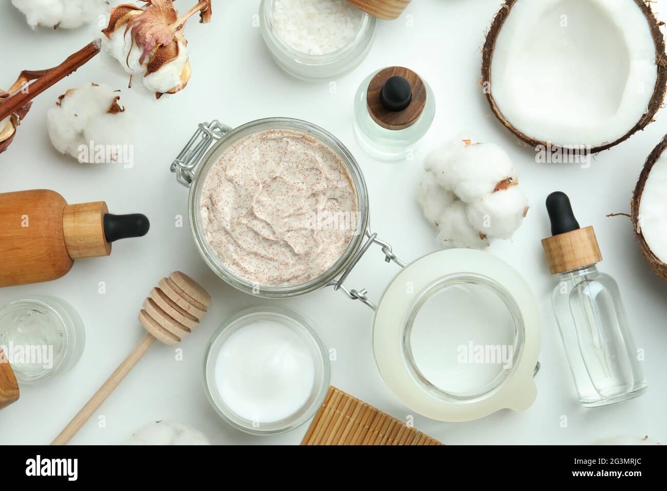 Skin care scrub concept on white background Stock Photo - Alamy