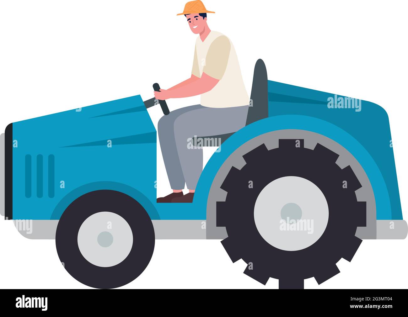 Cartoon Man Driving Tractor