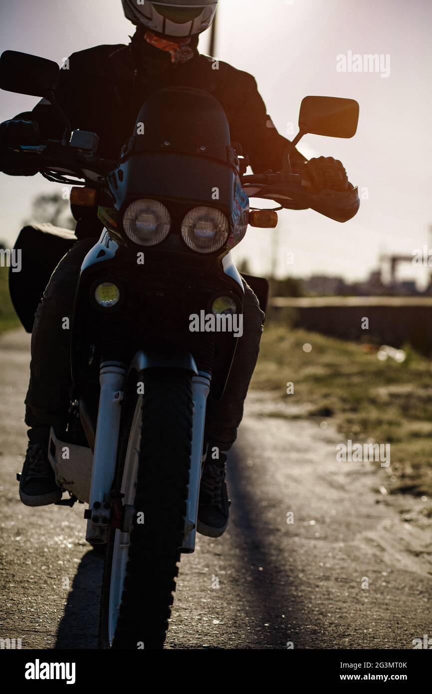 Riding a bike towards camera Stock Photo - Alamy