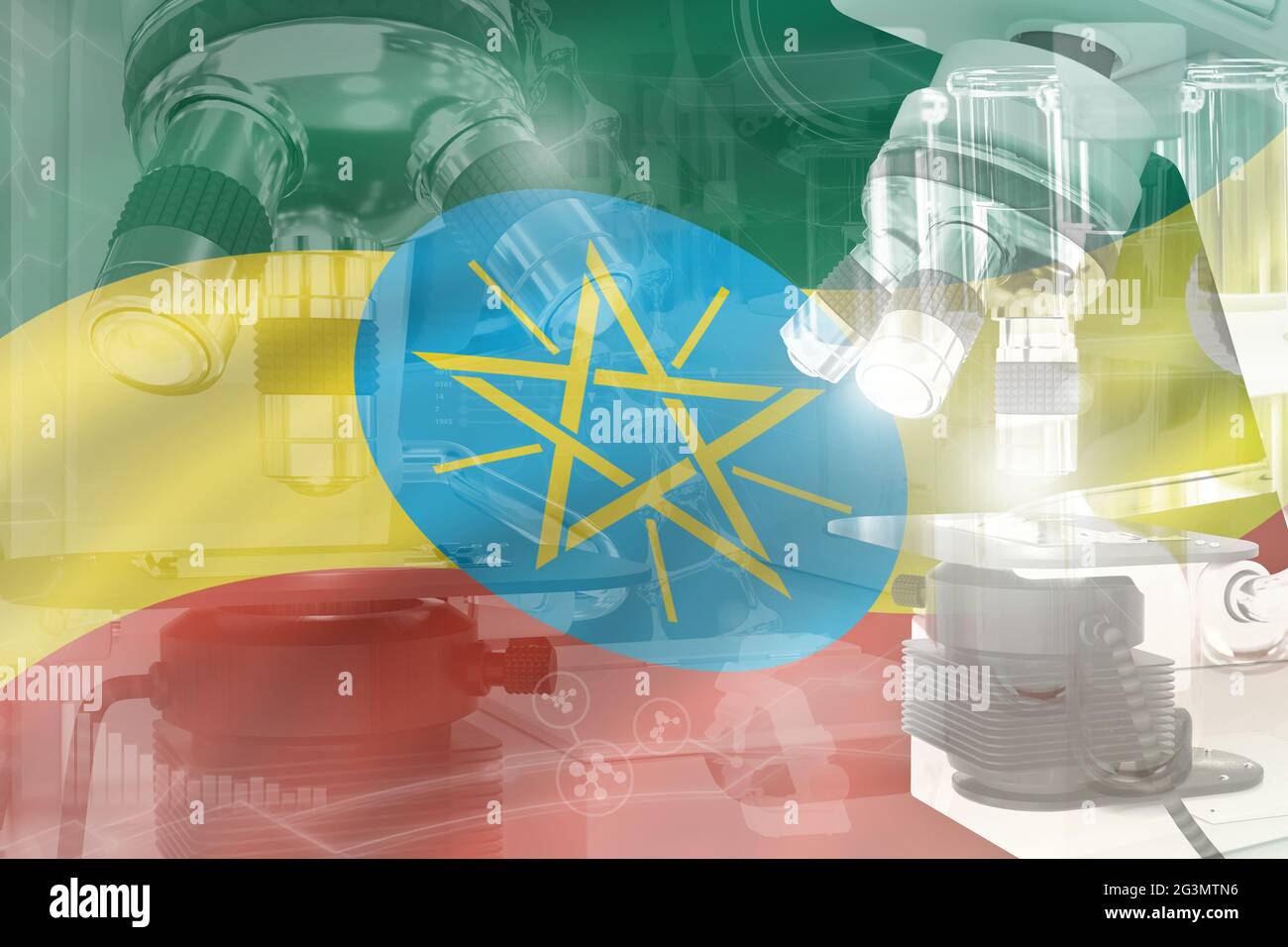 Microscope on Ethiopia flag - science development conceptual background ...