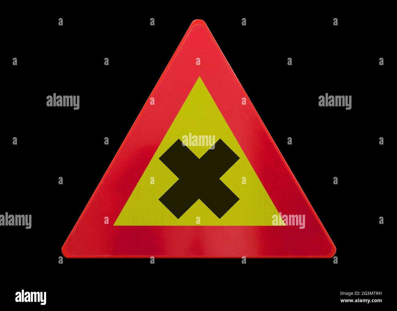 Traffic sign isolated - Dangerous crossing Stock Photo - Alamy