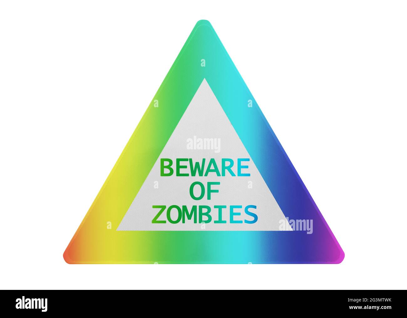 Traffic sign isolated - Beware of zombies Stock Photo - Alamy
