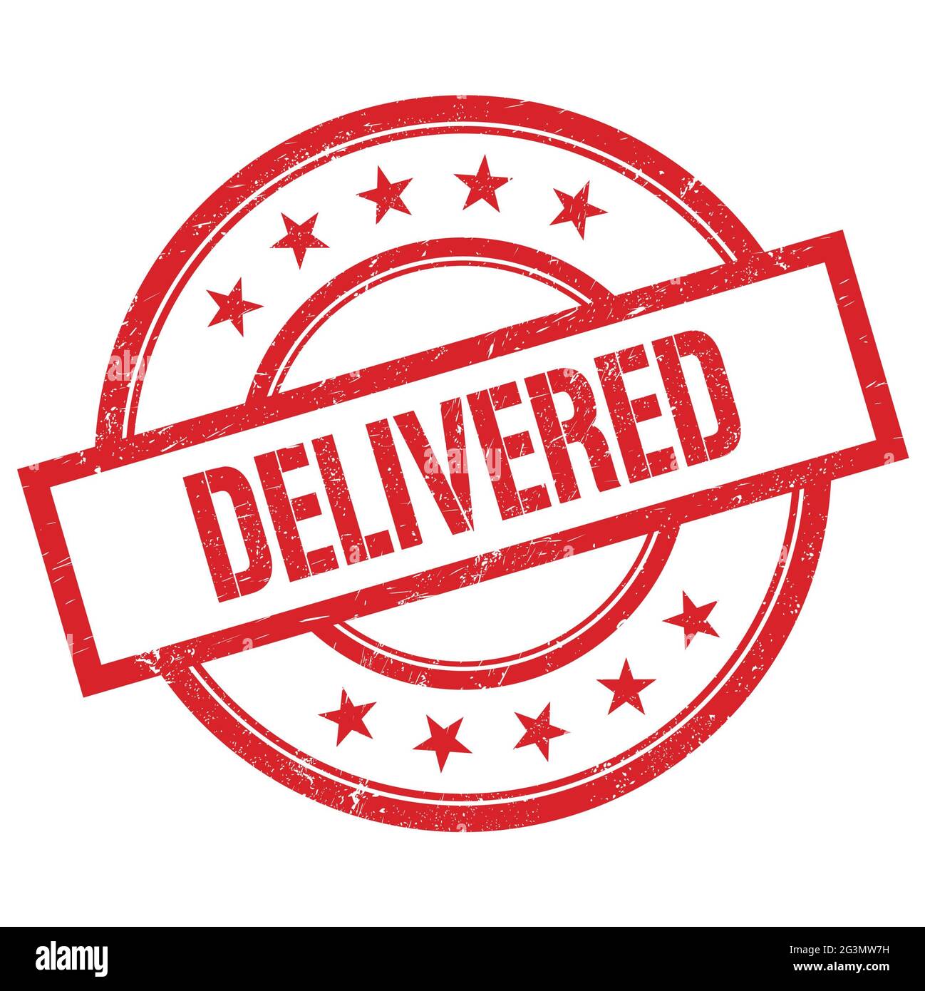 DELIVERED text written on red round vintage rubber stamp Stock Photo ...
