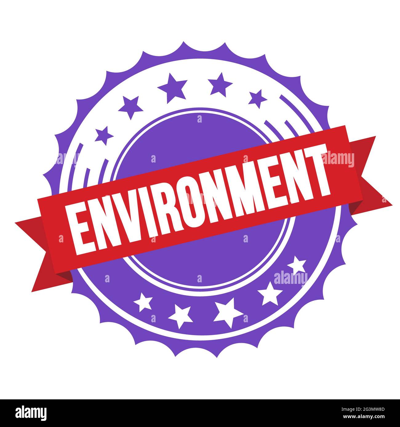 ENVIRONMENT text on red violet ribbon badge stamp Stock Photo - Alamy