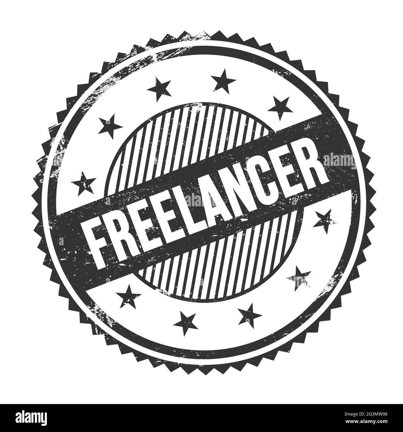 FREELANCER text written on black grungy zig zag borders round stamp ...