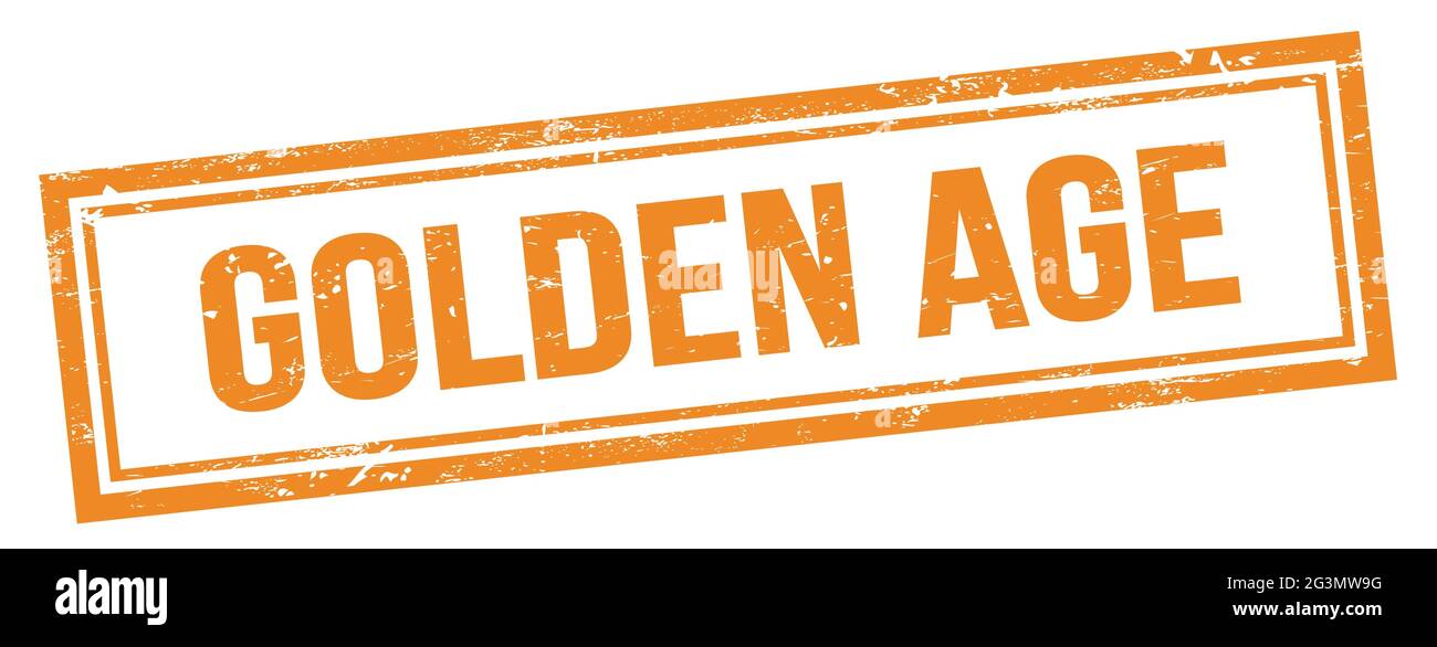 GOLDEN AGE text on orange grungy vintage rectangle stamp Stock Photo ...