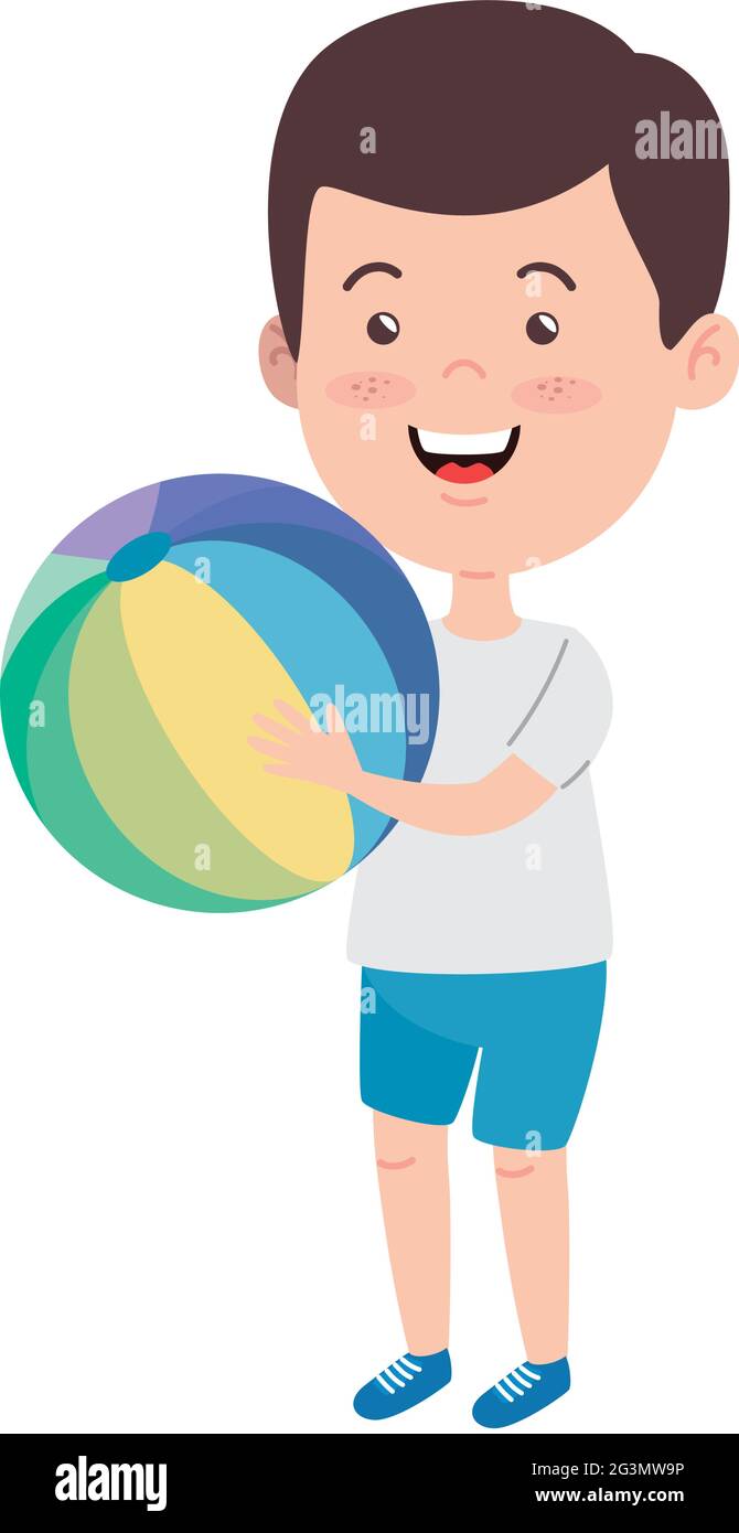 Boy kid cartoon with ball Stock Vector Image & Art - Alamy