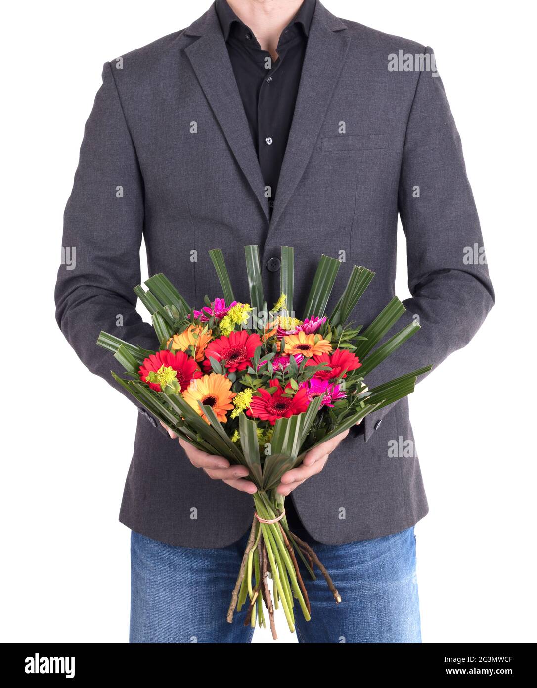 Man is giving flowers Stock Photo - Alamy