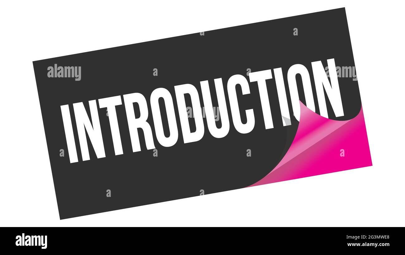 INTRODUCTION text written on black pink sticker stamp Stock Photo - Alamy