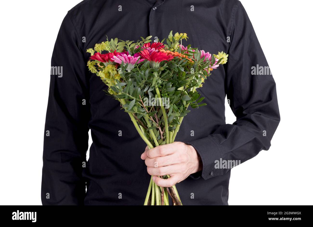 Man is giving flowers Stock Photo - Alamy