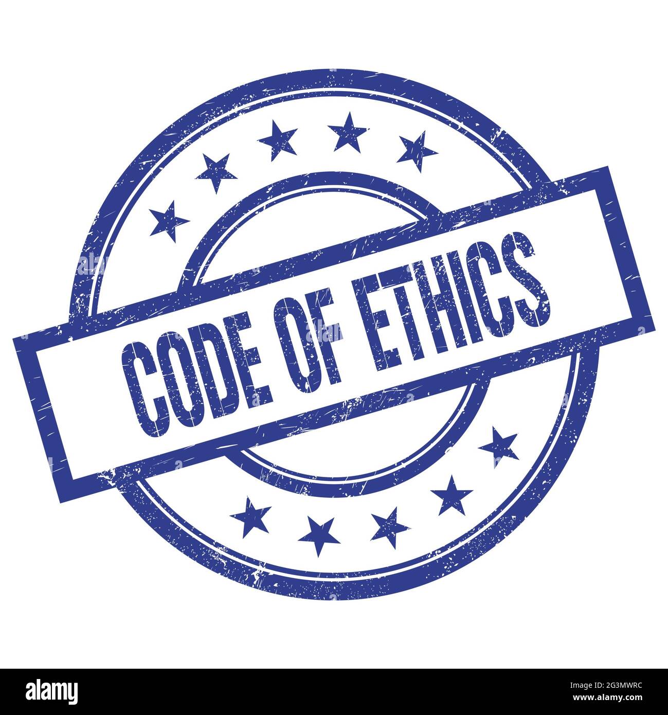 CODE OF ETHICS text written on blue round vintage rubber stamp Stock ...