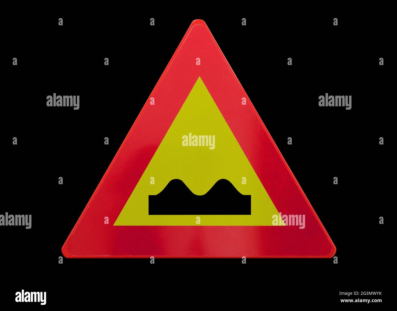 Traffic sign isolated - Bumpy road ahead Stock Photo - Alamy